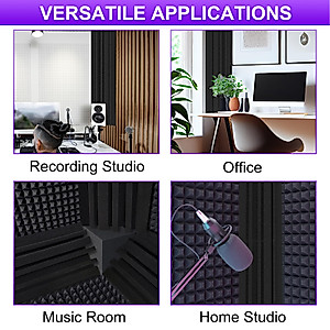 TroyStudio Bass Traps - 12 Pcs 4 X 4 X 12 Inches Dense Thick Studio Bass Foam Corner, Acoustic Treatment Panel Absorbing Echo Reverb, Low Frequency Sound Absorber for Music Room Home Recording Studio