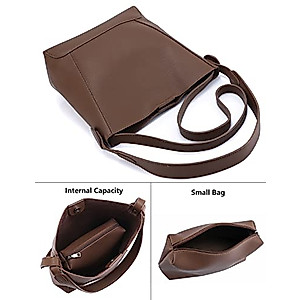 Hobo Purses and Handbags for Women Faux Leather Top Handle Shoulder Crossbody Bag Simplicity Fashion (Brown)