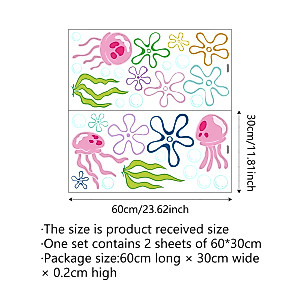 Under The Sea Jellyfish Bubbles Wall Stickers，Under The Sea Ocean Wall Decals，Removable Vinyl Under The Sea Decor，Underwater Sea Wall Stickers for Toddler Baby Nursery Living Room Office.