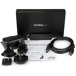 StarTech.com USB 3.1 Gen 2 External Hard Drive Enclosure for 3.5” SATA Drives - Fan-less UASP Enhanced Single Drive Enclosure (S351BU313),Black