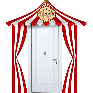 Preboun 3 Pcs Circus Tent Decorations Circus Carnival Party Decorations Classroom Party Banner Supply Red and White Striped Pennant Banner for Circus Theme Graduation Celebration Party Carnival