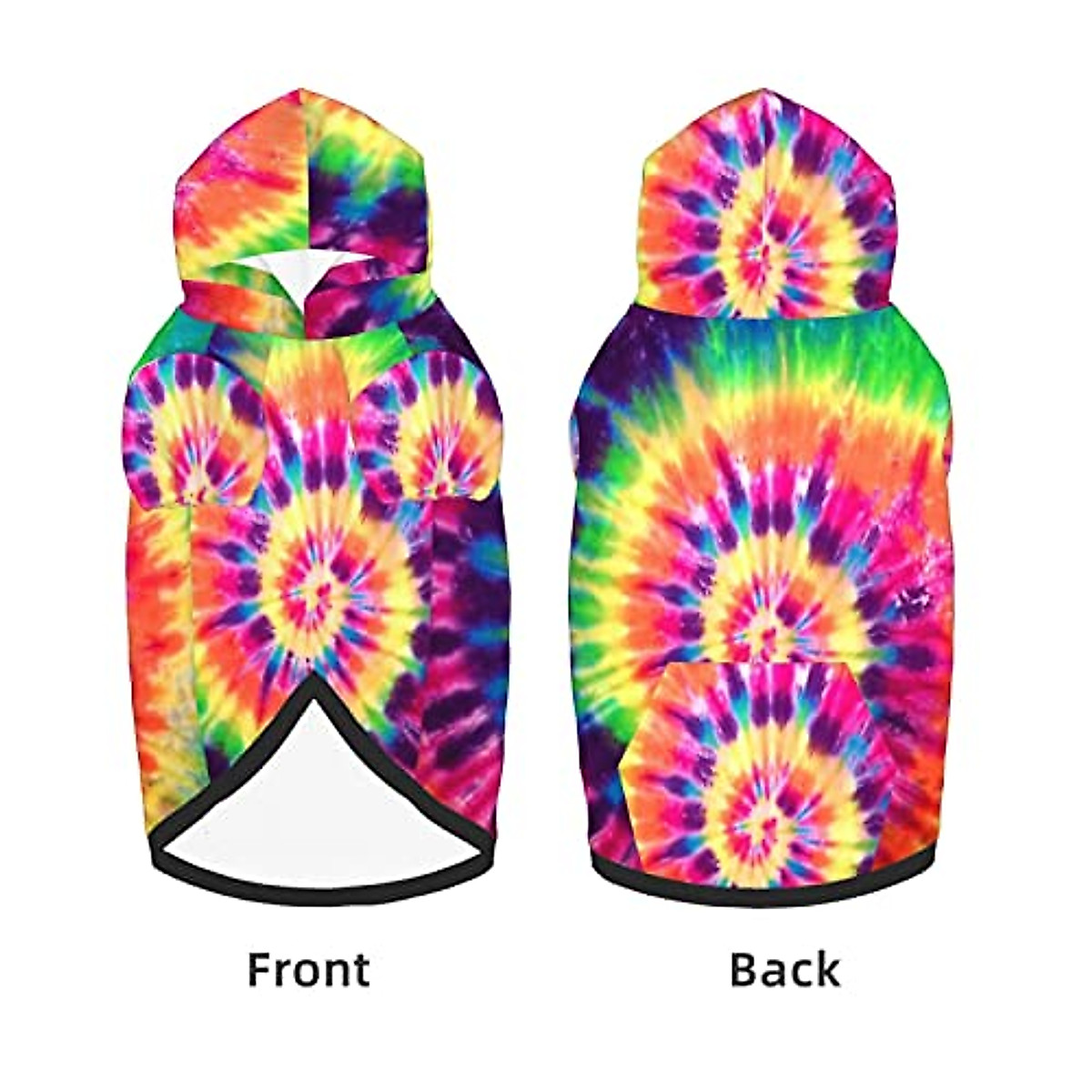 Large Dog Hoodie Rainbow-Spin-Tie-Dye Pet Clothes Sweater with Hat Soft Cat Outfit Coat Xx-Large