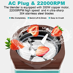 COKUNST Blenders for Shakes and Smoothies, 4 Blades Personal Blenders for Kitchen, Smoothie Blender and Grinder with 2 Blades, 10Oz & 17Oz Blender Cups, Countertop Blender for Fruits Protein Drinks