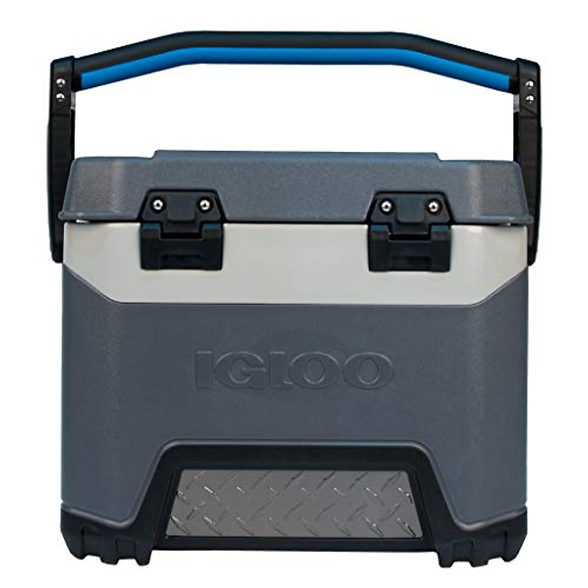 Igloo BMX 25 Quart Cooler with Cool Riser Technology, Fish Ruler, and Tie-Down Points - 11.29 Pounds - Carbonite Gray and Blue