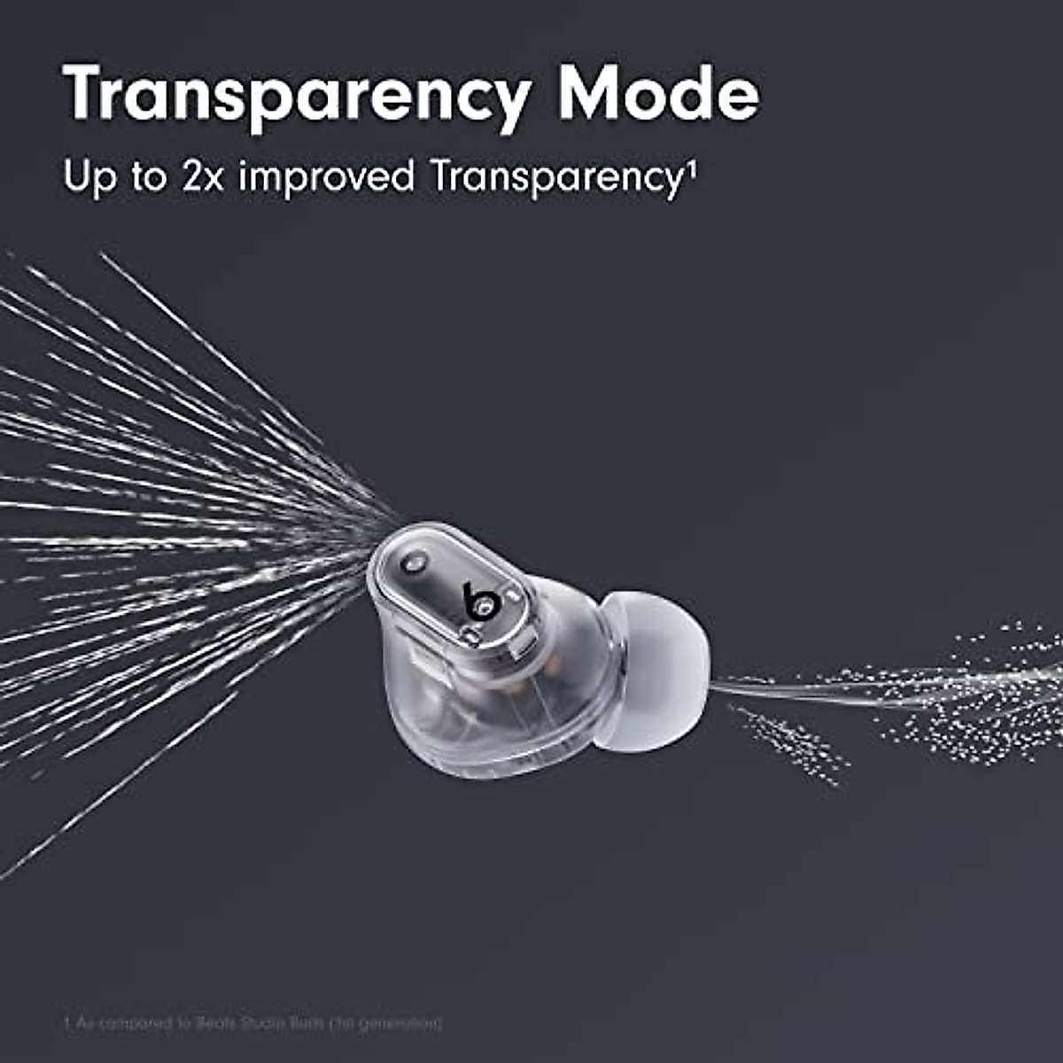Beats Studio Buds + | True Wireless Noise Cancelling Earbuds, Enhanced Apple & Android Compatibility, Built-in Microphone, Sweat Resistant Bluetooth Headphones, Spatial Audio - Transparent