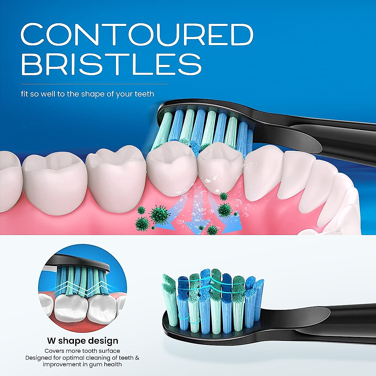 10 Pack Toothbrush Heads, Electric Toothbrush Replacement Heads Compatible with Fairywill Electric Toothbrush FW-507/508/515/551/917/959/2011/D1/D3/D7/D8 Fairy Will Black 10Pack