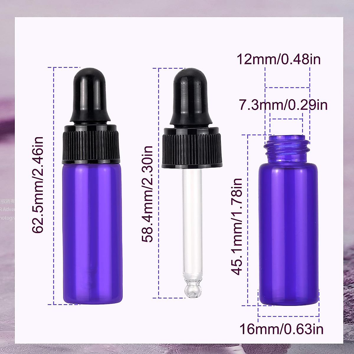 Kesell 5ml Small Dropper Bottles Empty Essential Oil Glass Bottle Lotion Perfume Sample Vials with Glass Eye Dropper, Pack of 20