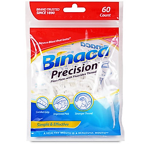 Binaca Precision Floss Picks with Fluoridex Thread 60 Pack (Pack of 5) 300 Total Floss Picks