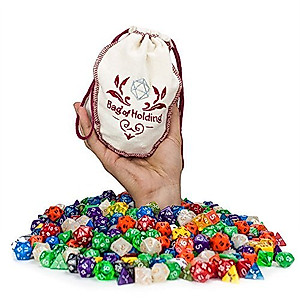 Wiz Dice DND Dice Set - 420 Pieces Total (60 Sets of 7 Dice in Unique Colors) & Storage D&D Dice Bag-Polyhedral Role Playing Dice - Perfect DND Accessories for TTRPG Dice Games - Set of 3 Bags