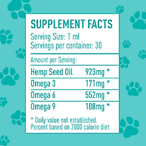 Nature's Synergy Hemp Oil for Dogs, Cats & Pets, Omega 3 6 9 Fatty Acids for Hip and Joint Support, Skin and Coat Health, Calming Dog Supplement to Support Stress from Travel, Separation, 1 Oz Bottle