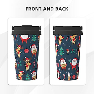 WANGXUEE Santa Claus Christmas Print 500ml Stainless Steel Travel Tumbler Double Wall Vacuum Insulated Coffee Mug