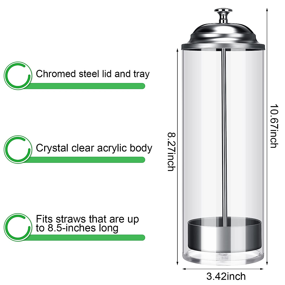 Plastic Straw Dispenser and 100 Pcs Drinking Straw Organizer Container with Stainless Steel Lid Transparent Drinking Straw Holder Striped Plastic Straw Plastic Drinking Straw (Bright Colors)