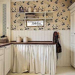 Maoerzai In This Kitchen We Dance Sign,Funny Farmhouse Kitchen Sign Wall Decor,Rustic Wall Art Kitchen Sign Home Decor Dining Room,Pantry Coffee Wall Decorations. (16 X 6 inch, White- Kitchen-01)