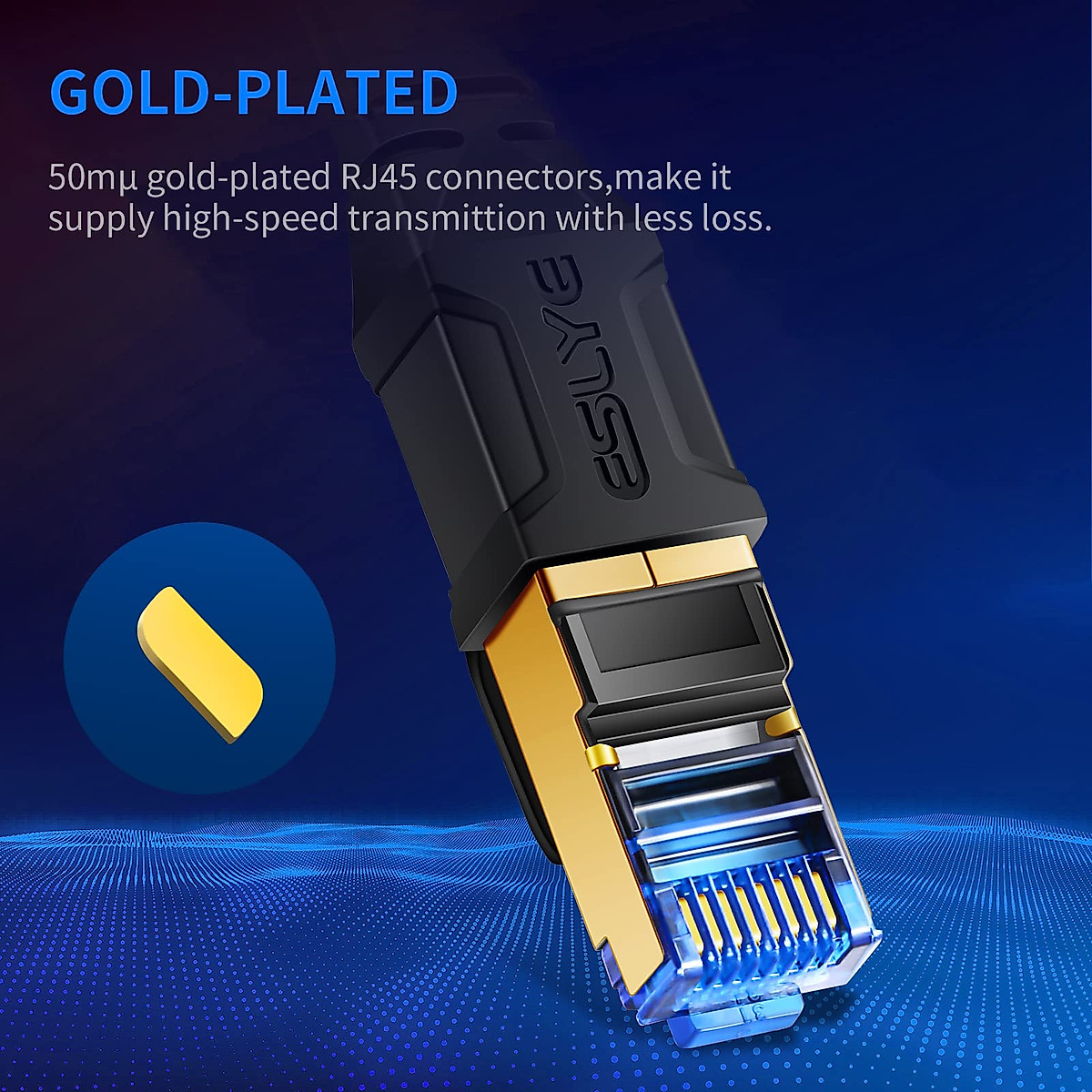 Eslye CAT 8 Ethernet Cable, High Speed Flat Internet Network LAN Cable Patch Cord for PS5,Xbox,Modem,Gaming Indoor and Outdoor Use