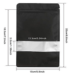 SumDirect Resealable Smell Proof Bags - 50 Pcs 5.9×8.6 Inch Foil Stand Up Food Pouch Bags with Window, Ziplock Heat Sealable Bags with Matte Window for Food Storage,Thickened Single Layer 5.5mil