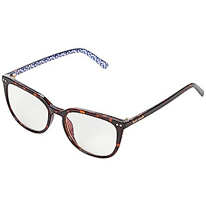 Kate Spade New York Women's Albi Blue Light Readers Round Reading Glasses, Dark Havana/Demo Lens, 52mm, 16mm + 1.5