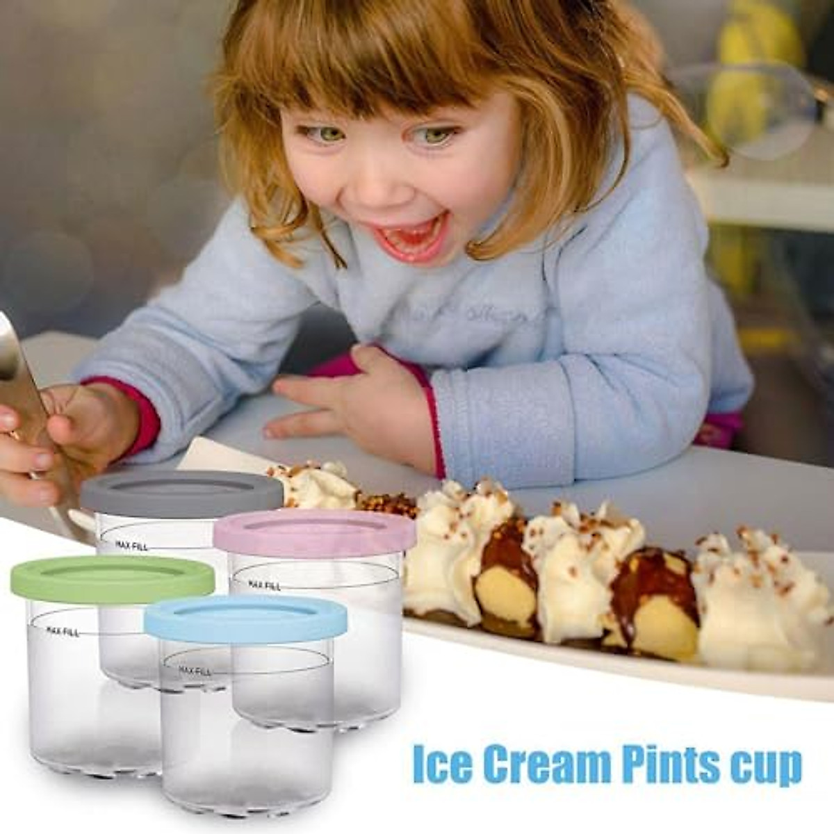 Creami Deluxe Pints, for Ninja Creami Pints,16 OZ Ice Cream Pints Bpa-Free,Dishwasher Safe Compatible NC301 NC300 NC299AMZ Series Ice Cream Maker