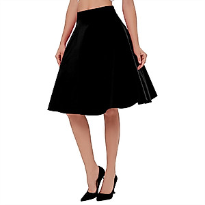 KILLREAL Women's Casual Knee Length High Waisted Flare Midi A Line Full Circle Formal Skirt Plus Size Black XXXX-Large