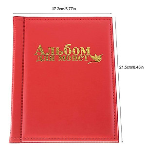 Coin Collection Album， Coins Display Storage Book Holder Collecting Sleeves Organizer Case 300 Pockets Pennies Collections Supplies Box Bill Commemorative Collector Money Foreign Currency Quarters Red
