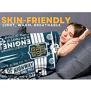 InnoBeta Pilot Gifts Aviation Men, Aviation Gifts Idea, Aviator Flannel Throw Blanket, Inspirational Encouragement Gifts for Best Pilot Ever, 50" x 65"