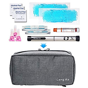 YOUSHARES Insulin Cooling Travel Case - Portable Diabetic Supplies Organizer Cooler Bag for Insulin Pen, Syringe, Glucose Meter and Other Diabetic Supplies with 2 TSA Approved Ice Pack (Grey)