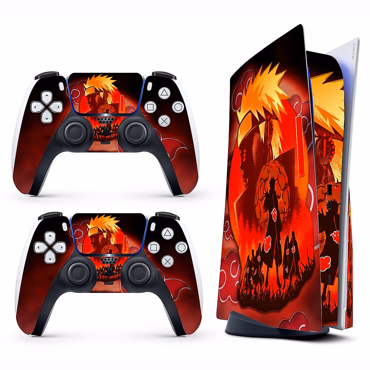 HK Studio Anime Ninja Decal Sticker Skin Specific Cover for Both PS5 Disc Edition and Digital Edition - Waterproof, No Bubble, Including 2 Controller Skins and Console Skin