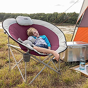 CORE Equipment Folding Oversized Padded Moon Round Saucer Chair (Wine)
