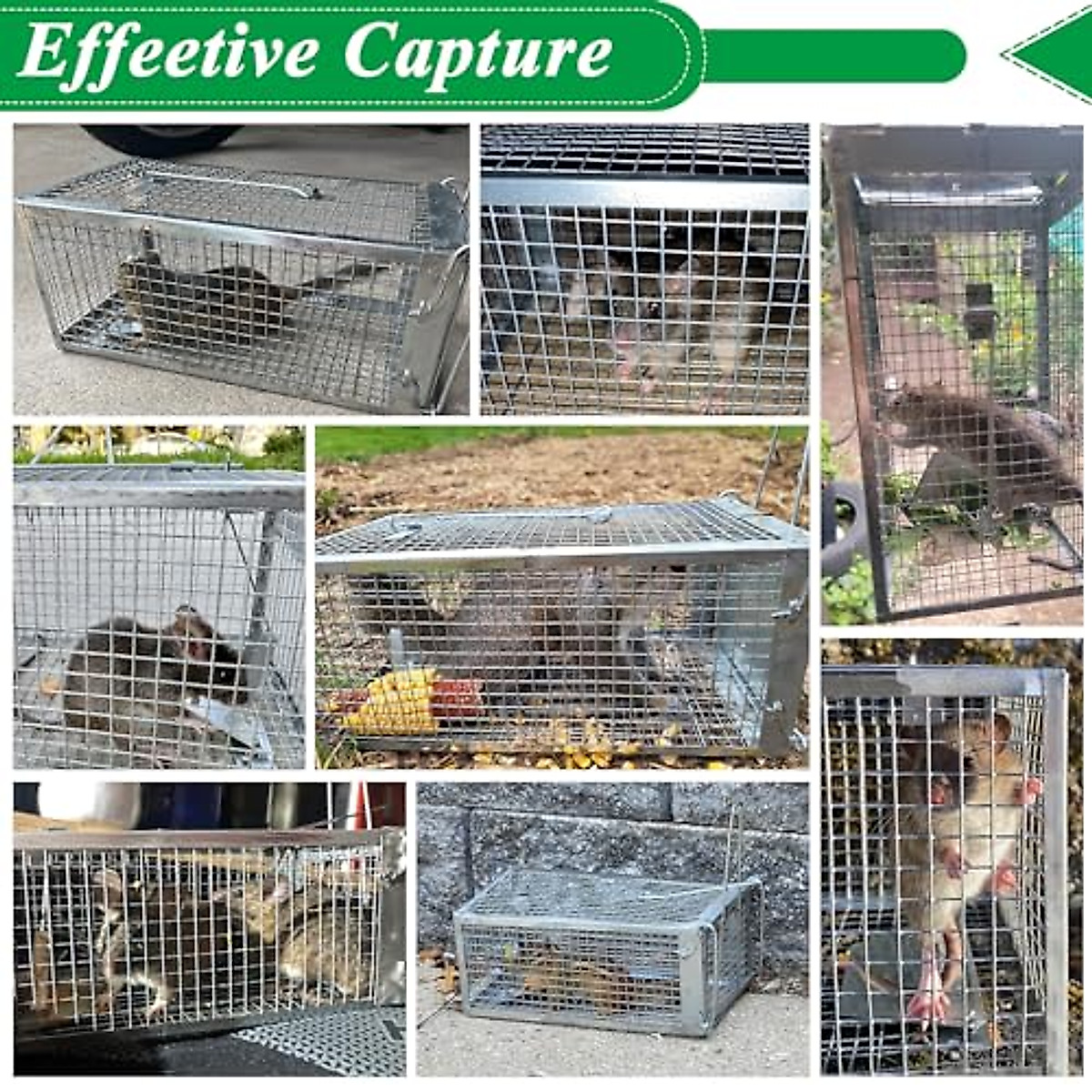 2 Packs Humane Rat Trap Outdoor Mouse Traps Indoor Use, Rodent Chipmunk Traps for Small Live Animal Catch and Release