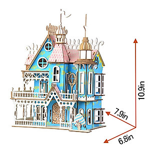 Wewinn 3D Wooden Puzzles Laser Engraving DIY Safe Assembly Constructor Kit Toy for Teens and Adults (F3 Villa)