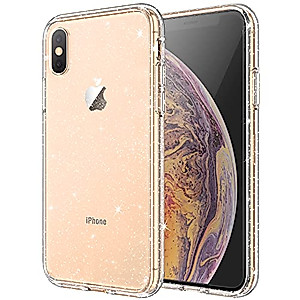 JETech Glitter Case for iPhone Xs Max, 6.5-Inch, Bling Sparkle Shockproof Phone Bumper Cover, Cute Sparkly for Women and Girls (Clear)