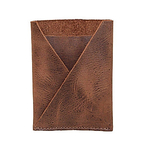 Hide & Drink, Leather Front Pocket Card Holder, Holds Up to 4 Cards Plus Folded Bills/Wallet/Pouch/Case/Organizer, Handmade Includes 101 Year Warranty :: Bourbon Brown