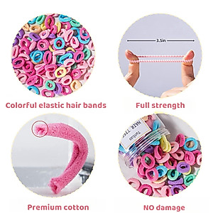 Tunbao 100 Psc Baby Hair Ties No Damage,Seamless Toddler Hair Ties,Colorful Hair Ties for Little Girl and Kids,Cotton Small Soft Hair Elastics Ponytail Holders