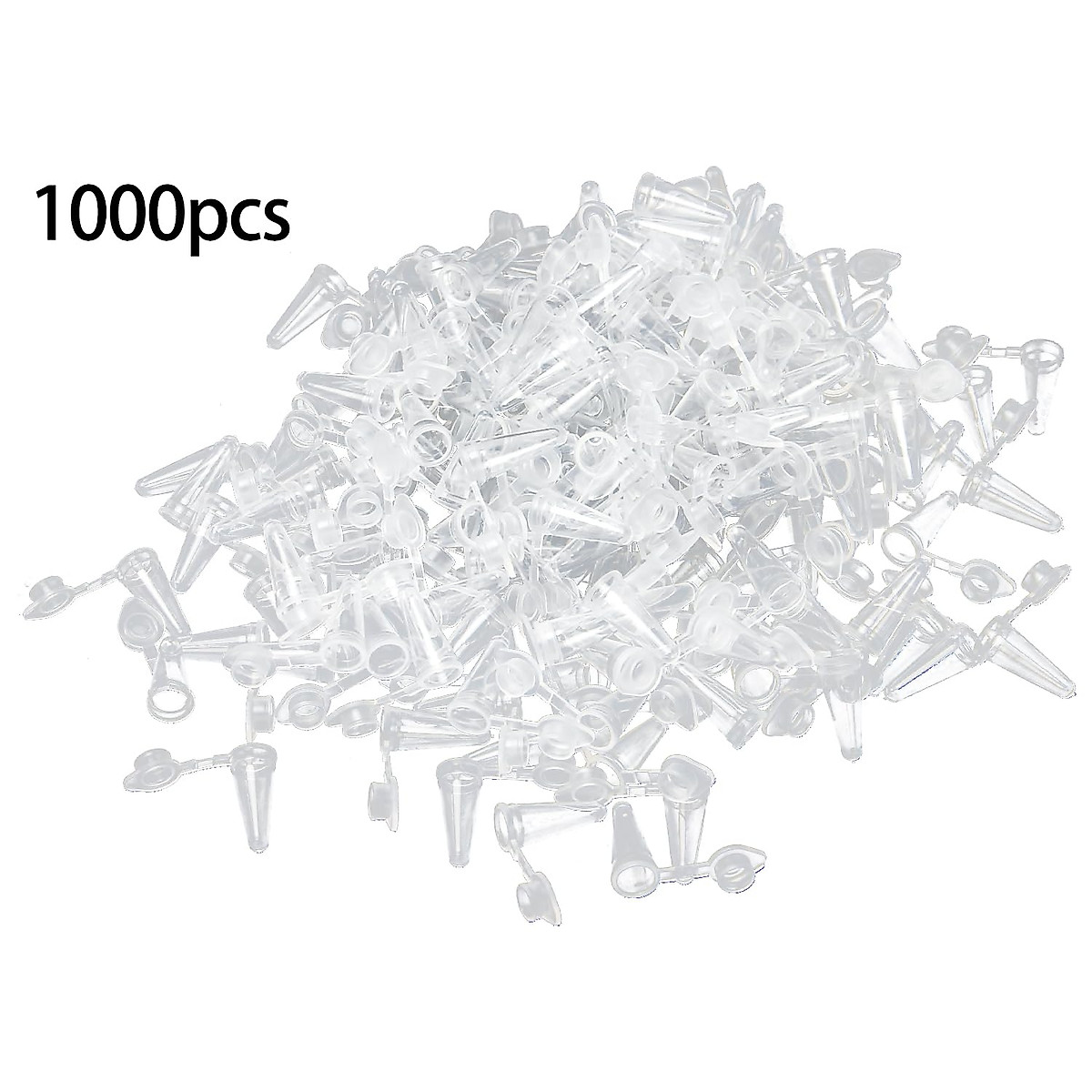 Bettomshin 1000Pcs 0.1ml Conical Centrifuge Tubes, with Snap Cap, Transparent Mini Plastic Microcentrifuge Test Tubes Storage Containers for Beads Specimen Sample Lab