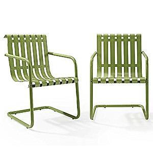 Pemberly Row Metal Patio Chair in Green (Set of 2)