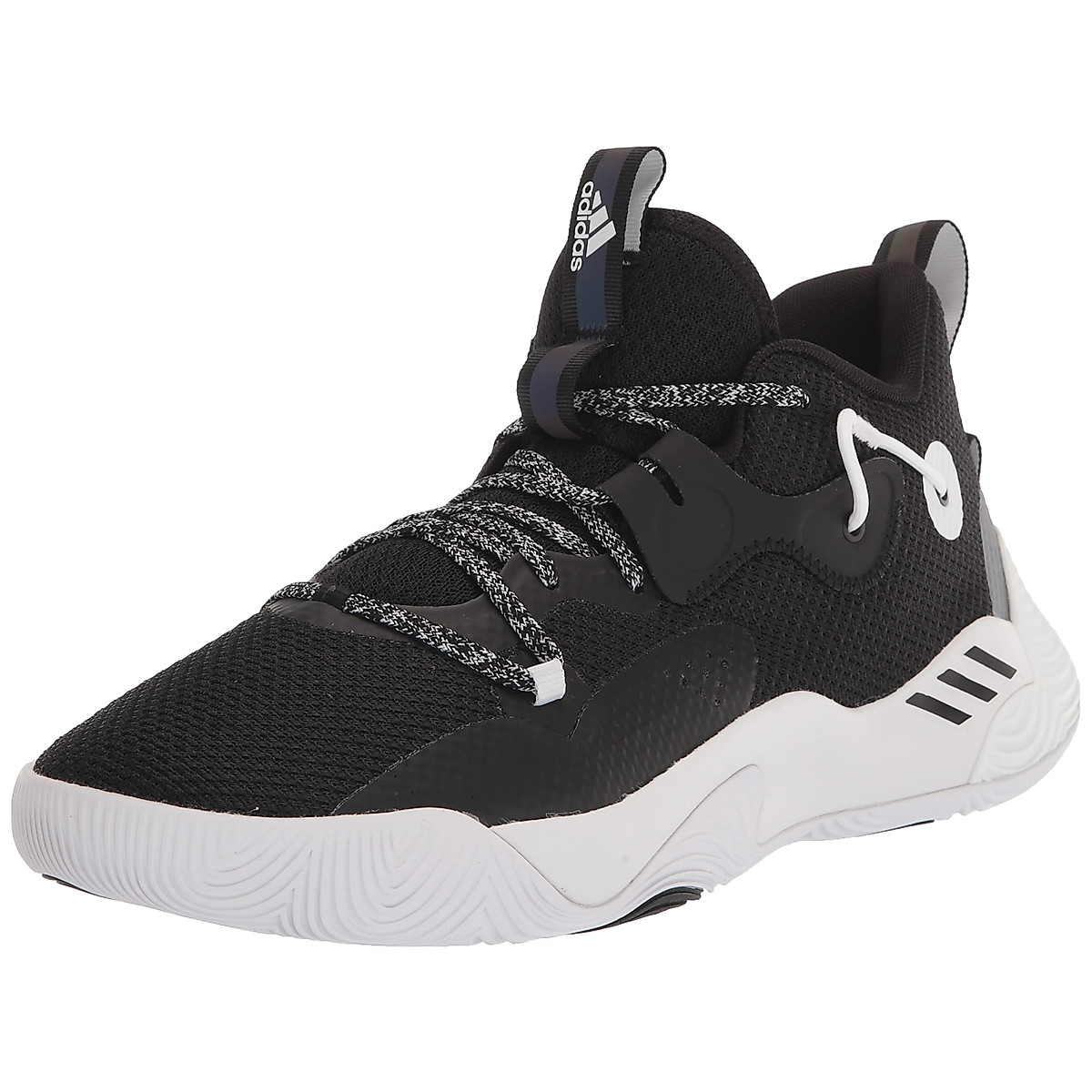adidas Unisex Harden Stepback 3 Basketball Shoe, Core Black/White/Core Black, 7.5 US Men