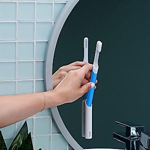 Quip Sonic Toothbrush for Adults - Timed Electric Toothbrush with Cover - Replaceable Brush Head, Soft Bristles, Plastic Handle, 3 Month Battery Life - Travel Toothbrush - Blue