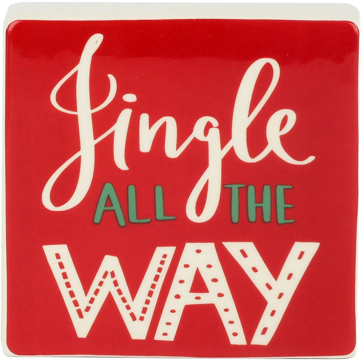 Holiday Ceramic Blocks Set of 3 Large Heavy 5 x 5 Christmas Ceramic Blocks Tabletop Cute Blocks For Your Ceramic Holiday Villages