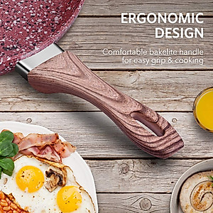 KOCH SYSTEME CS 8" Nonstick Frying Pan - Frying Pan with Natural Textured Bakelite Handle, 100% APEO & PFOA-Free Granite Coating, Stone Earth Frying Pan and Skillet Cookware, Ideal for Self-Cooking