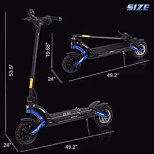 Kaabo Electric Scooter for Adults Mantis 10,High Performance Comfort Scooter with 40 Miles Range,Max Speed 25 MPH,Max Power 1100W,10 inch Wheels,Portable Folding Sports Scooter,UL Certified Blue