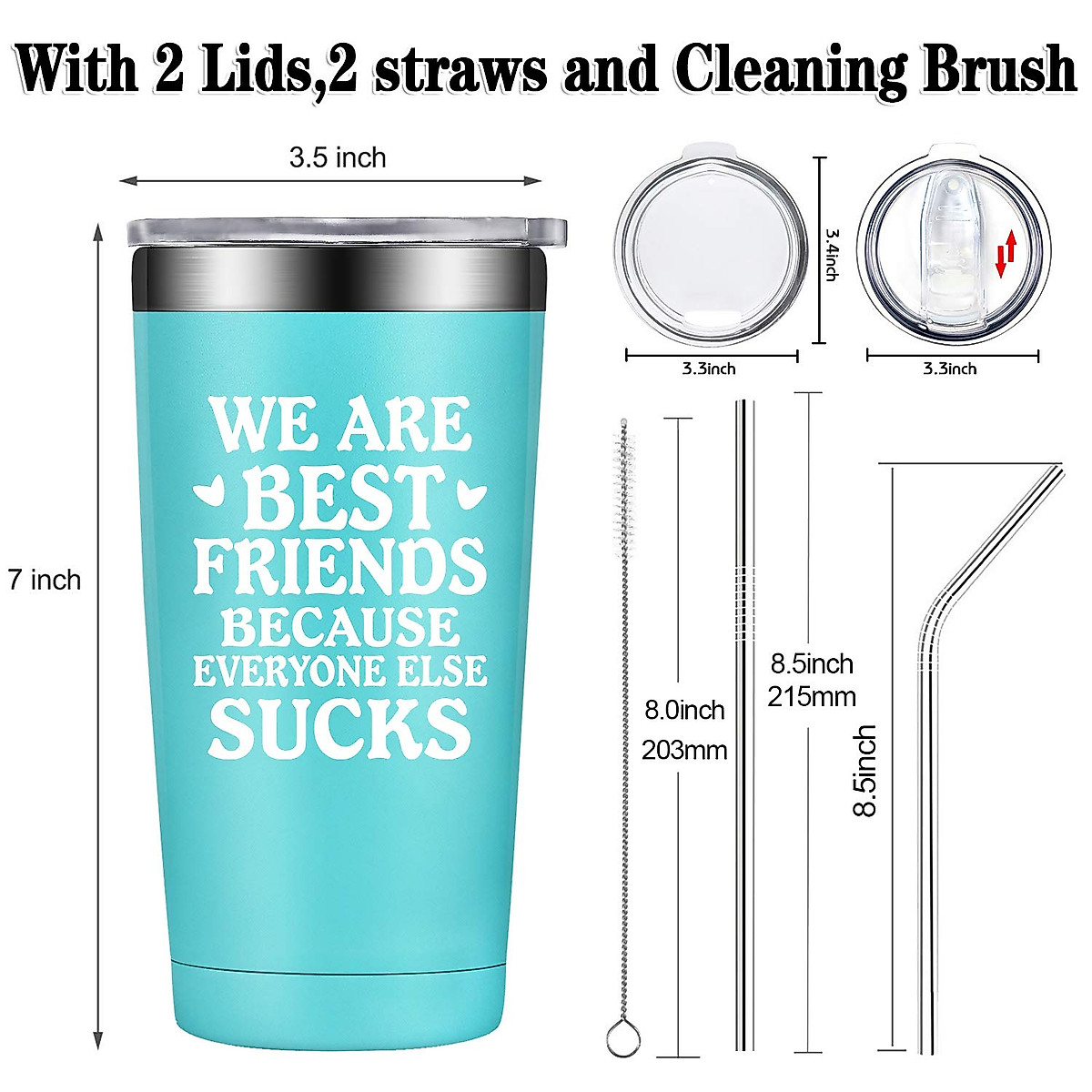 Fufendio Gifts for Women Friends - Best Friend Birthday Gifts for Women - Friendship Gifts, Valentines Day Gifts for Friend Female - Insulated Coffee Mug Tumbler Cup