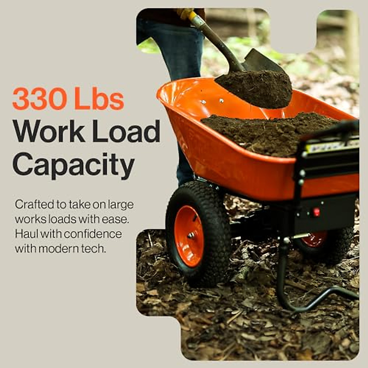 SuperHandy Wheelbarrow Utility Cart Electric 24V DC 330lbs Max Load Barrel Dump Material Debris Hauler (Amazon Exclusive)