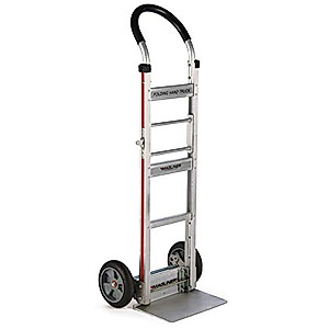 Magline FTA19E1AL Aluminum Straight Back Folding Hand Truck, No 19 Handle, Cushion Wheels, 500lbs Capacity, 49" Height, 16" Length x 18-1/2" Width