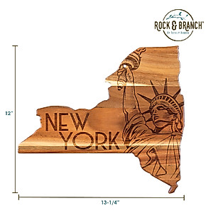 Totally Bamboo Rock & Branch Origins Series New York State Shaped Cutting Board and Charcuterie Serving Tray, Includes Hang Tie for Wall Display