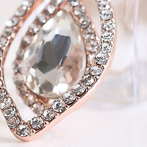 NLCAC Women Pear Shape Crystal Earrings Dangle Teardrop Rhinestone Chandelier Bridal Earring for Wedding (clear crystal rose gold plated)