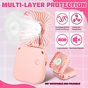 16 Pcs Necklace Fans Bulk, Mini Portable Fan, USB Rechargeable Battery 3 Speed Air Circulatory Fan, Small Personal Hands Free Fan, Cooling Folding Electric Desk Fan for Sports Home Travel Office