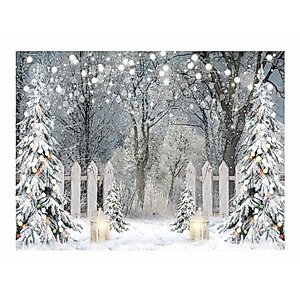 Funnytree 8x6FT Winter Photography Backdrop Glitter Snowy Forest Pine Tree Background Let It Snow Christmas Xmas Holiday Party Decor Banner Portrait Studio Booth Photobooth Props