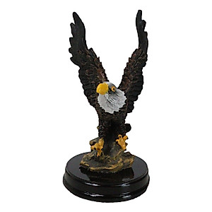Ebros American Pride Swooping Bald Eagle with Spread Out Wings by Rocky Cliff Statue On Black Trophy Base 5.25" Tall USA Patriotic National Emblem Independence Day American Home Decor Figurine