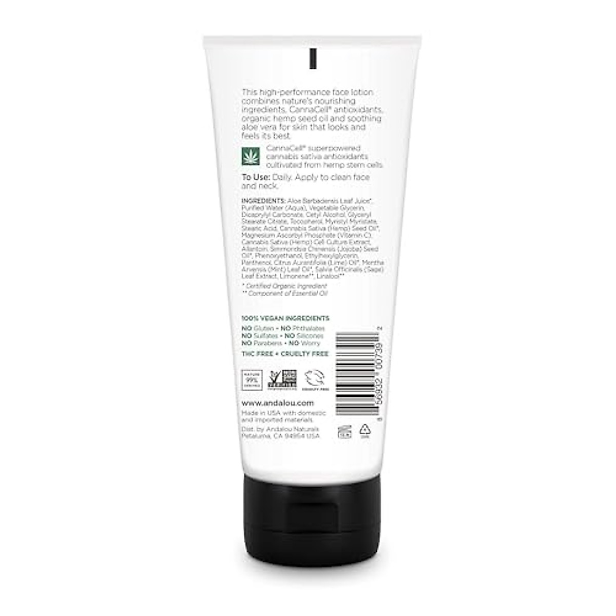 Andalou Naturals CannaCell MEN Comforting Face Lotion, 3.1 Ounce