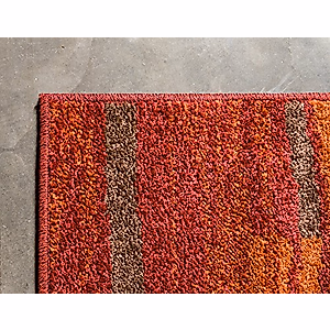 Unique Loom Autumn Collection Modern Contemporary Casual Abstract Area Rug, Rectangular 5' 0 x 8' 0, Terracotta/Burgundy Border