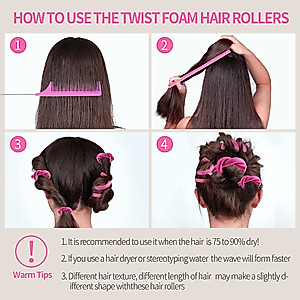30PCS 9.45" Flexi Rods Curlers Set for Short and Long Hair, No Heat Foam Rollers with Steel Comb Buytta